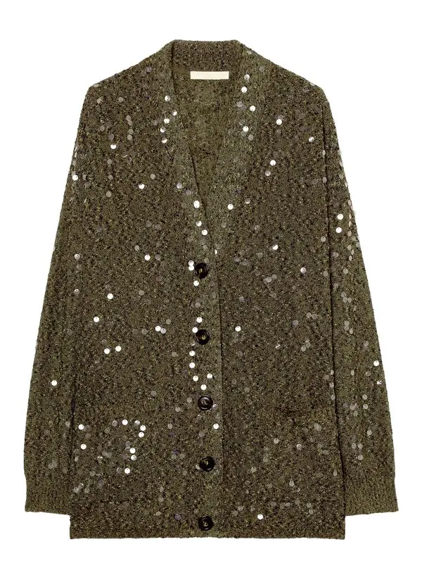 Marina Rinaldi Embellished Sequined Cardigan - Brown