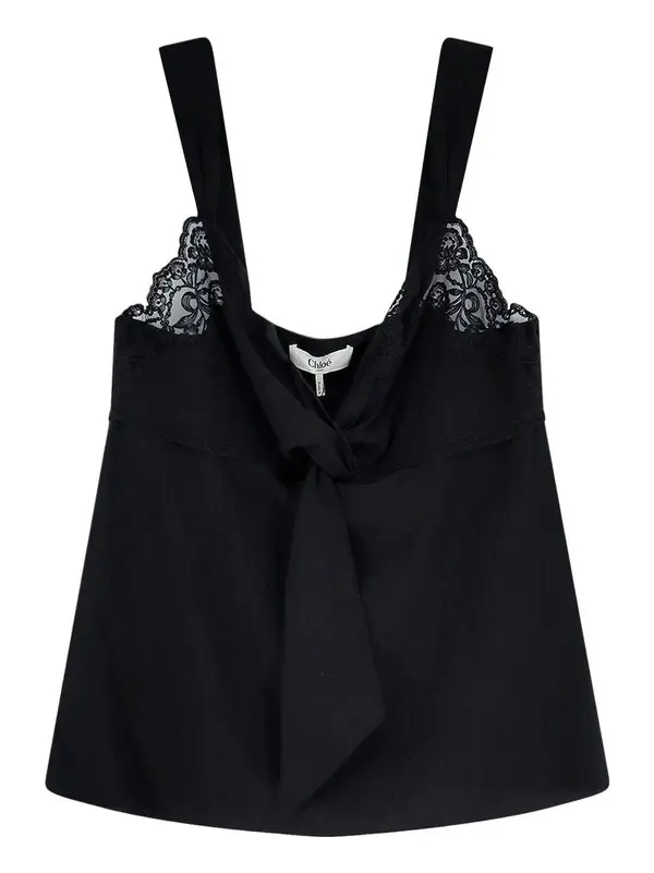 Chloé Silk Top With Lace Detail - Black
