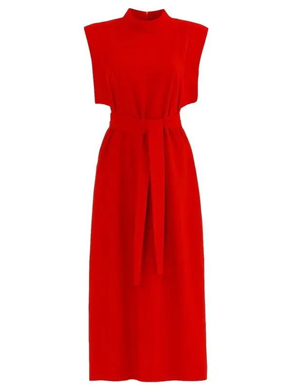 JULIA ALLERT Sleeveless Midi Dress With Belt - Red