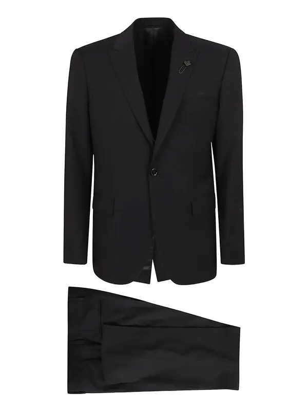 LARDINI Single-breasted Wool-lyocell Suit Jacket With Chest Pocket And Buttoned Cuffs - Blu