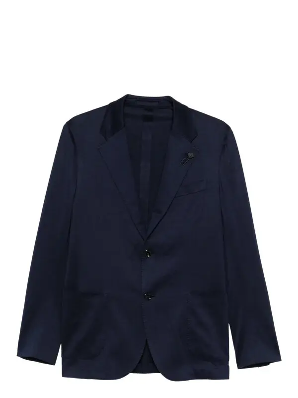 LARDINI Unlined Single-breasted Cotton Jacket With Notch Lapel - Blu