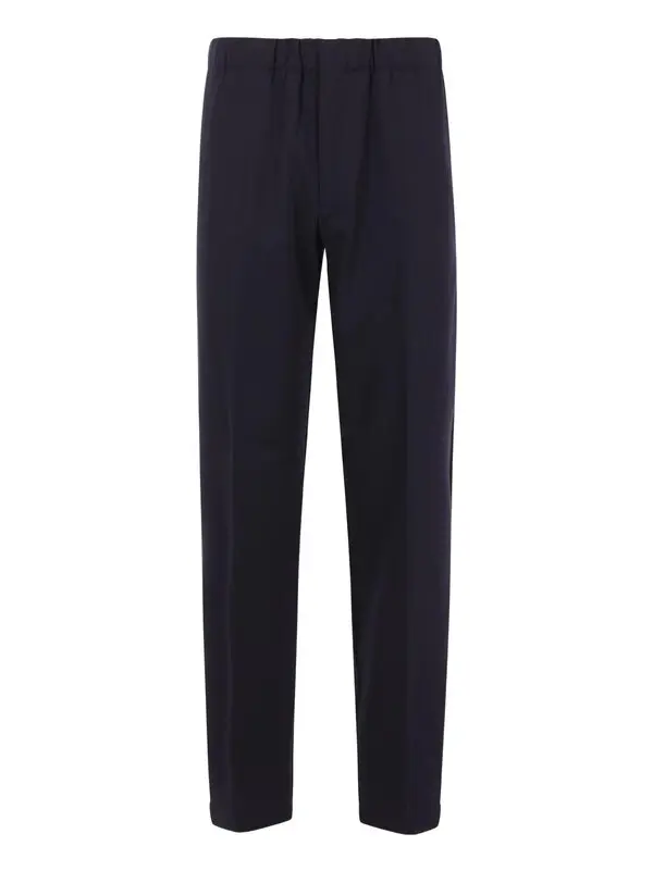 LARDINI Tailored Pure Virgin Wool Trousers With Drawstring Waist - Blu
