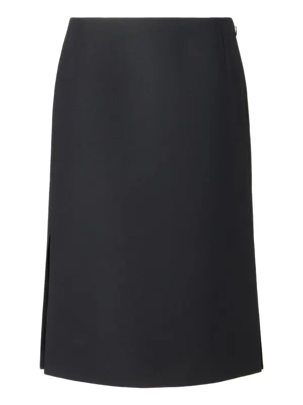 Fendi Wool-silk Skirt With Side Slits - Nero