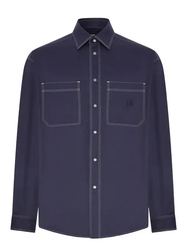 Fendi S Contrast-stitched Shirt - Blu