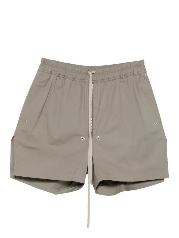 Rick Owens Poplin Drawstring Shorts With Center Zip - Verde