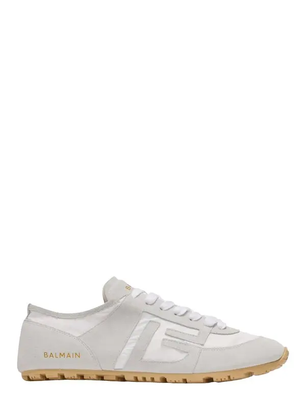Balmain 100% Lambskin Lace-up Sneakers With Logo Detailing - Bianco