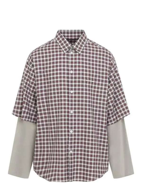Balenciaga Wrong Sleeve Cotton Shirt For - Red
