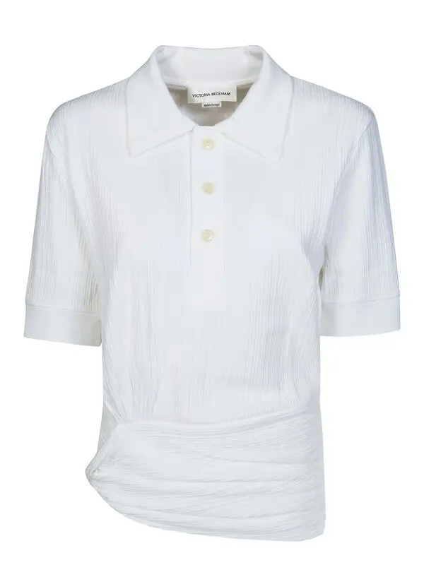 Victoria Beckham Tailored Polo With Cropped Slim Fit - Bianco