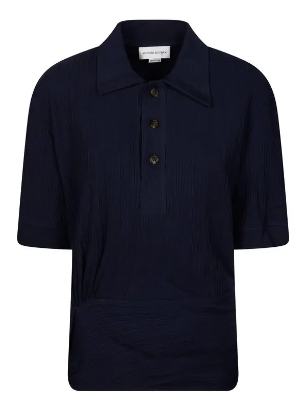 Victoria Beckham Twisted Polo Top - Blu