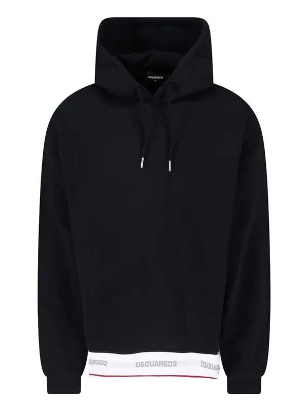 Dsquared2 Logo Trim Pullover Hoodie - Black