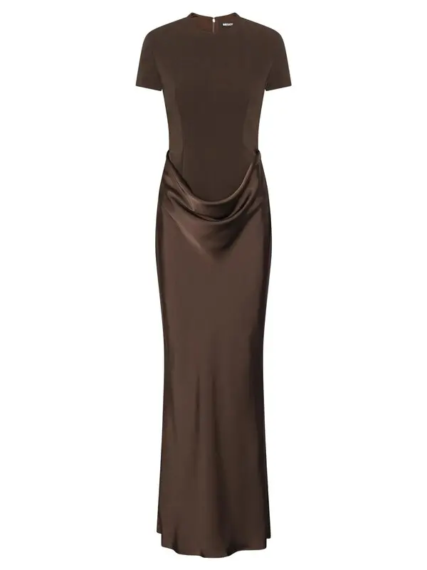 ROTATE BY BIRGER CHRISTENSEN Long Sleeve Dress With Draped Hips - Marrone