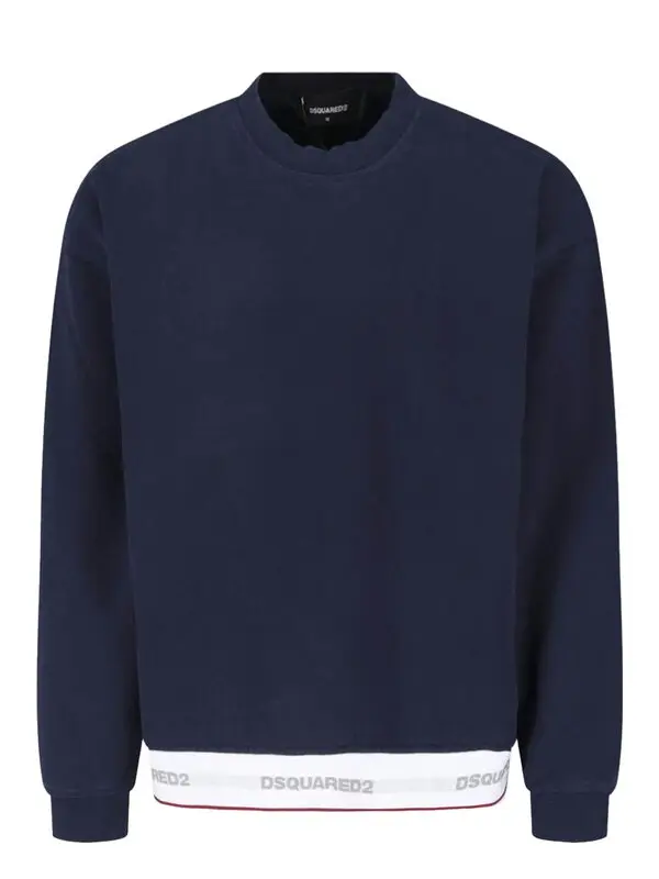 Dsquared2 Crewneck Sweatshirt With Contrast Hem - Blue