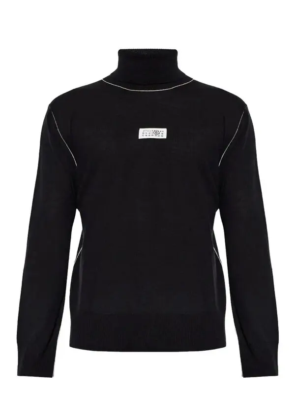 MAISON MARGIELA Turtleneck Pullover Sweater With Contrast Stitching - Black