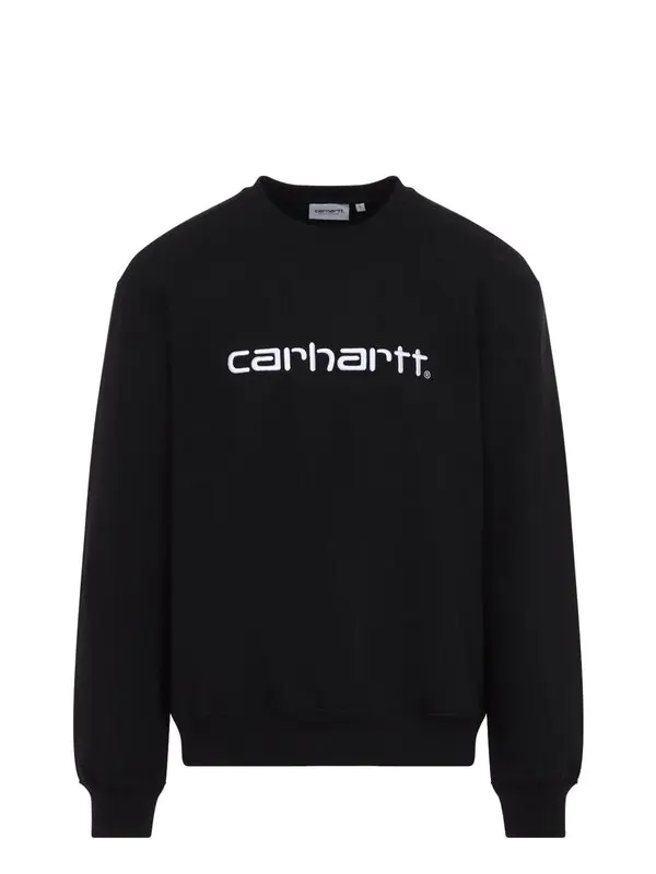 Carhartt Work In Progress Carhartt." Logo Crewneck Sweatshirt - Black