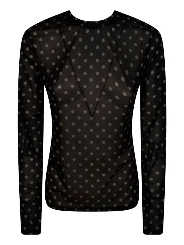 GANNI Long-sleeve Polka Dot T-shirt - Nero