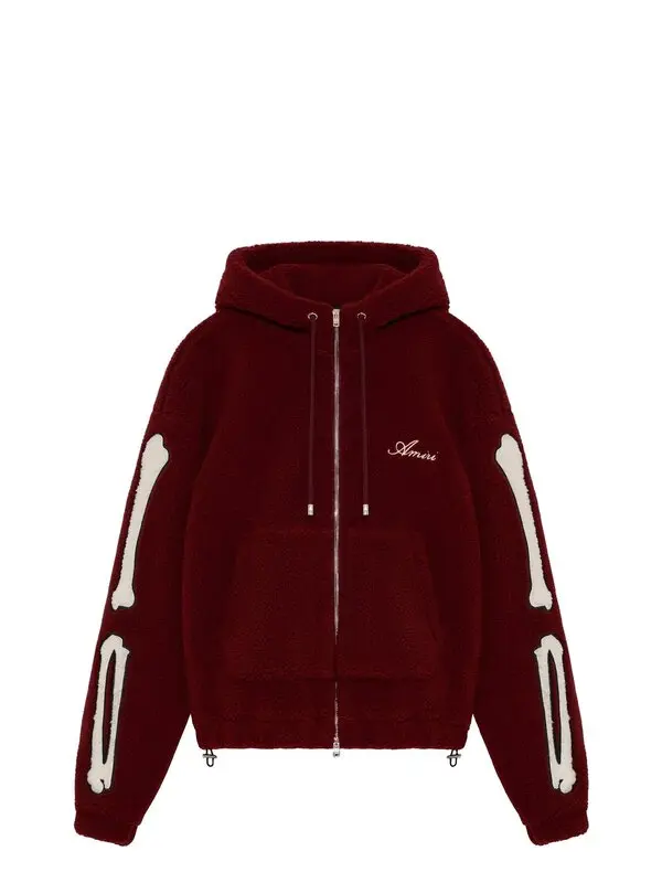 Amiri Bone Detail Zip-up Hoodie - Rosso