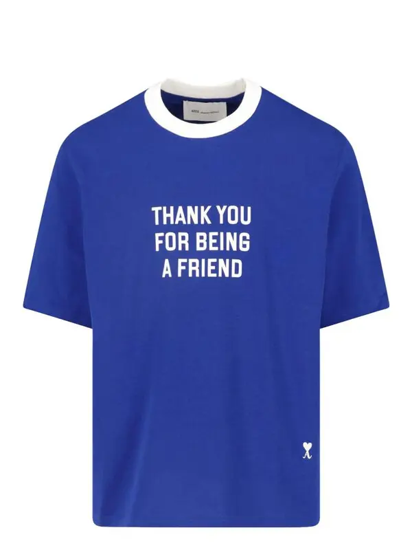 AMI Paris 100% Cotton Classic T-shirt - Blue