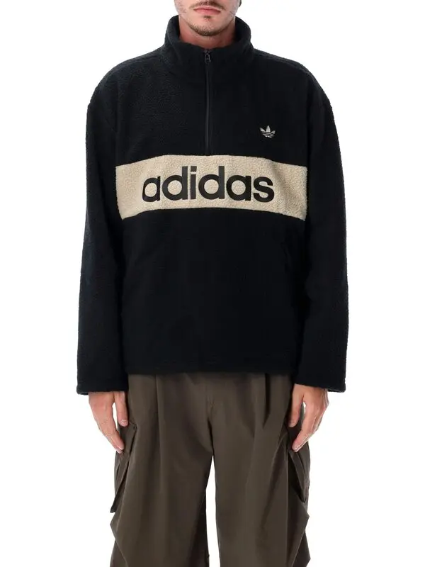 ADIDAS ORIGINALS Fleece Zip-up With Logo Detail - Nero