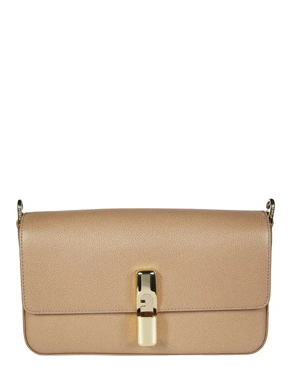 Furla Mini Leather Crossbody Bag With Adjustable Strap - Beige