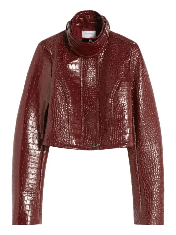 Sportmax Alligator-embossed Patent Leather Zip Jacket - Rosso