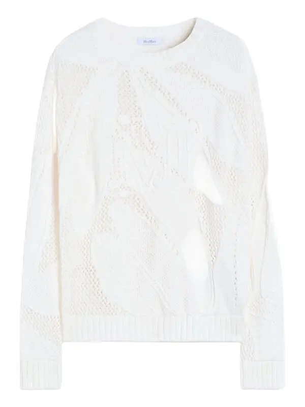 Max Mara Cotton Crew-neck Sweater With Dropped Shoulders - Bianco