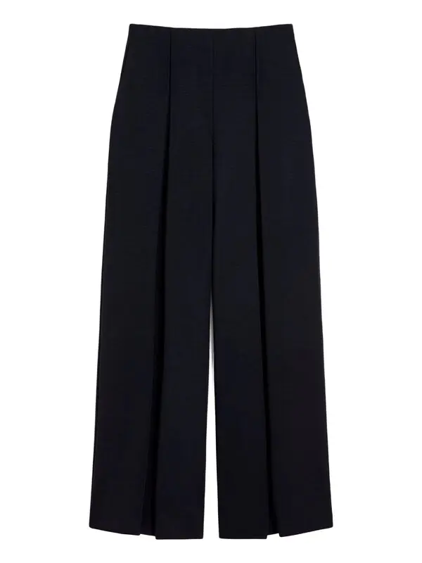 Max Mara 100% Virgin Wool Loose Trousers - Blu