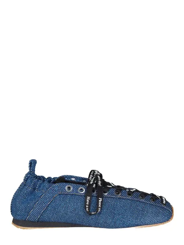 GANNI Lace-up Denim Ballerina Flats - Blu