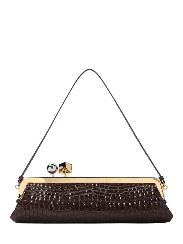 Jacquemus Jacquard Crocodile-effect Clutch Handbag - Brown