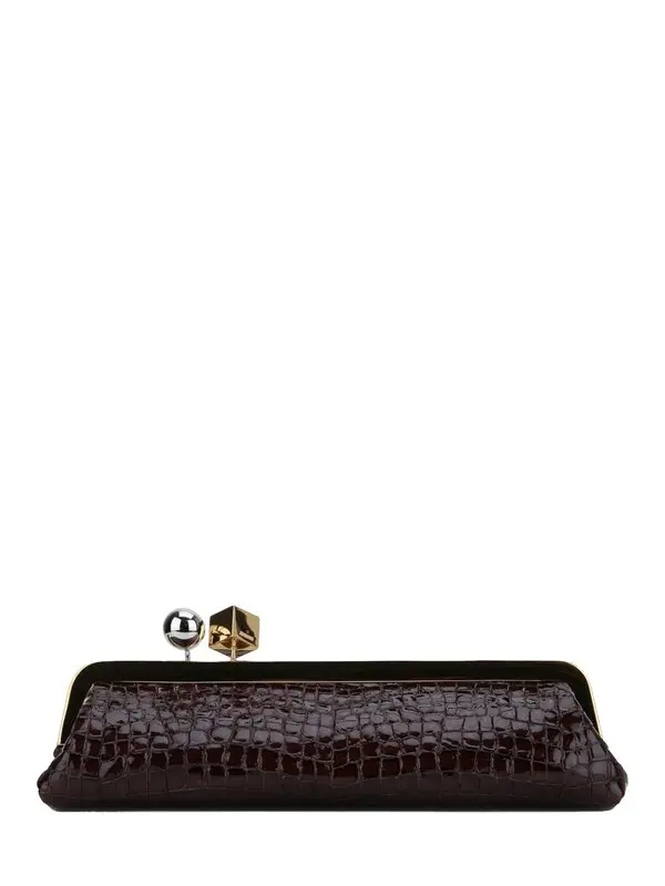 Jacquemus Jacquard Crocodile-effect Clutch Handbag - Brown