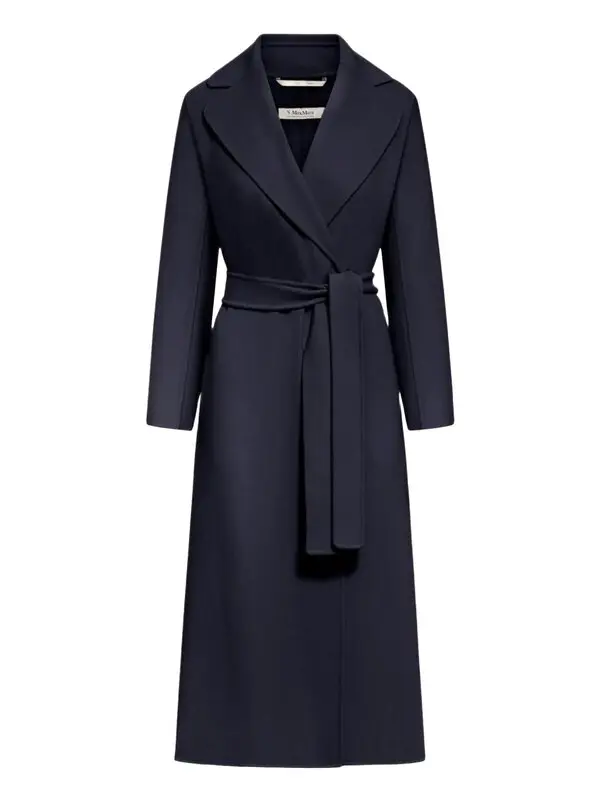 Max Mara Hand-sewn Pure Virgin Wool Belted Jacket - Blu