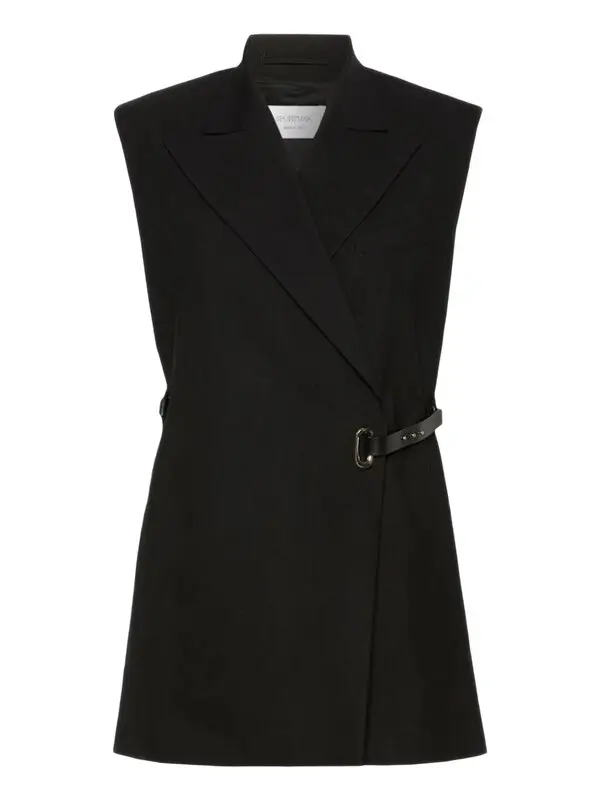 Sportmax Belted Peak Lapel Jacket In Stretch Viscose Twill - Nero