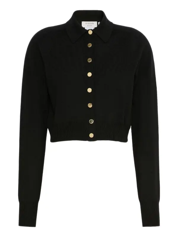 Sportmax Virgin Wool Button-detailed Cropped Sweater - Nero