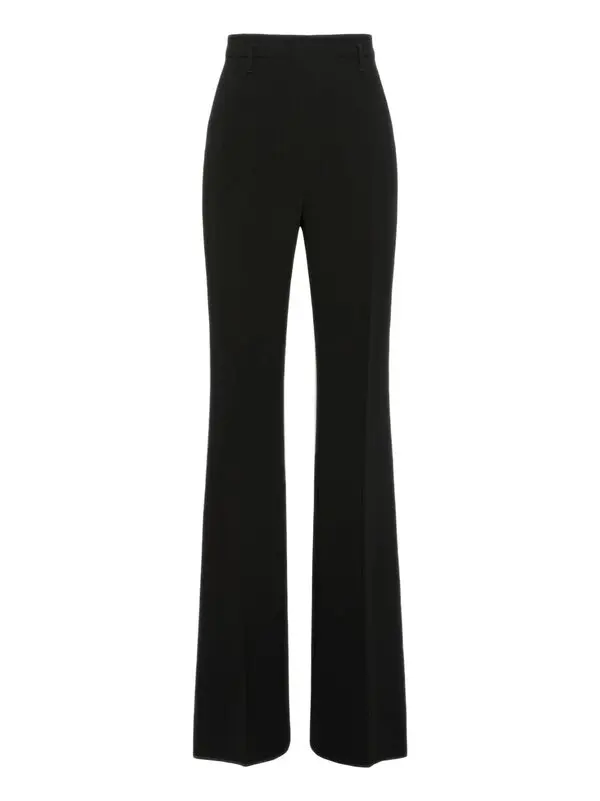 Max Mara Inspired High-waist Flared Trousers With Pressed Pleats - Nero