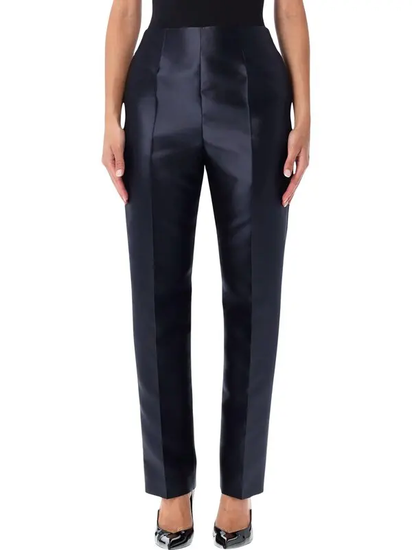 Alberta Ferretti Triple-layer Silk Light Knit High-rise Straight-leg Tailored Trousers - Blue