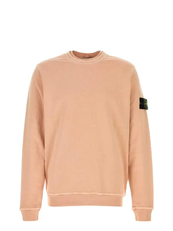 Stone Island Crewneck Sweatshirt With Badge Detail - Rosa