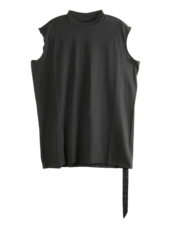 Rick Owens Sleeveless Crew Neck T-shirt With Raw Edge Detail - Nero