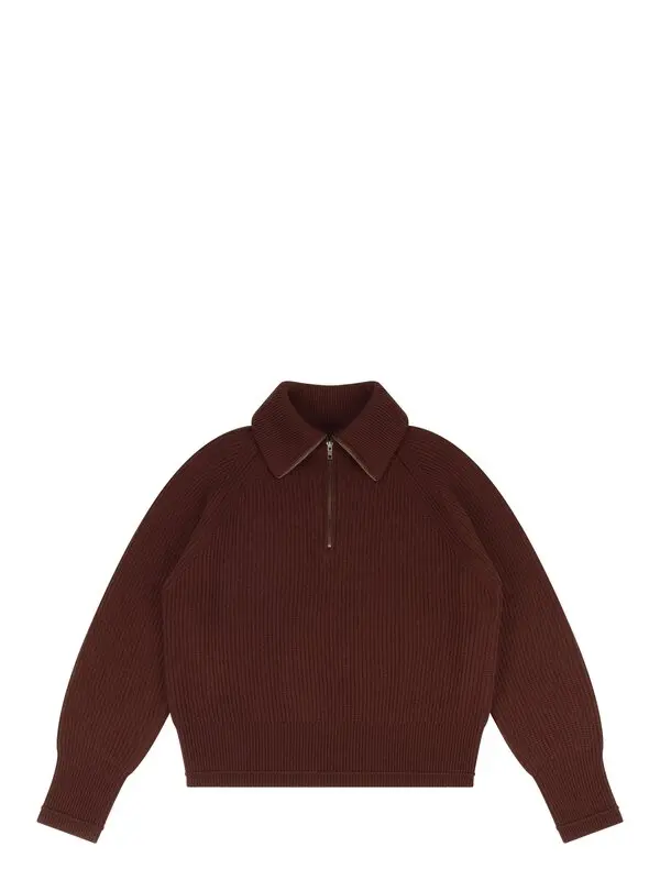 ENTIRE STUDIOS Fold-over Collar Wool Sweater - Rosso