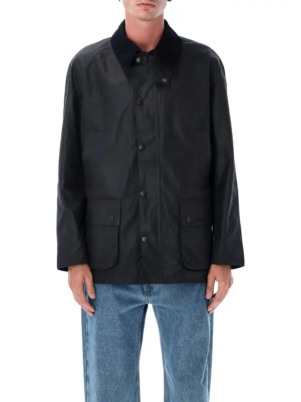 Barbour Ashby Waxed Cotton Jacket With Corduroy Collar - Blu