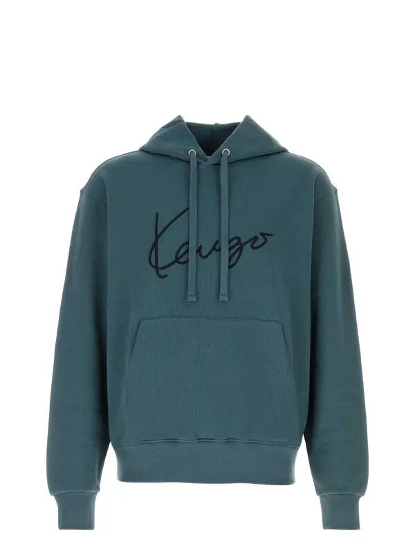 Kenzo Logo Embroidered Hoodie - Anthracite