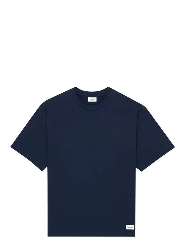 Saint Laurent Crewneck Sweatshirt With Hip Patch - Blu