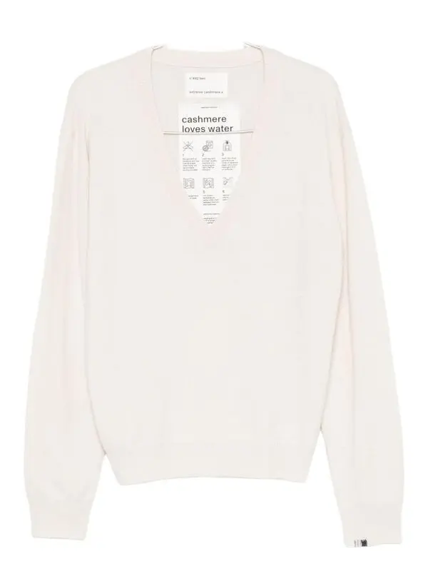Extreme Cashmere Fine Knit V-neck Sweater - White