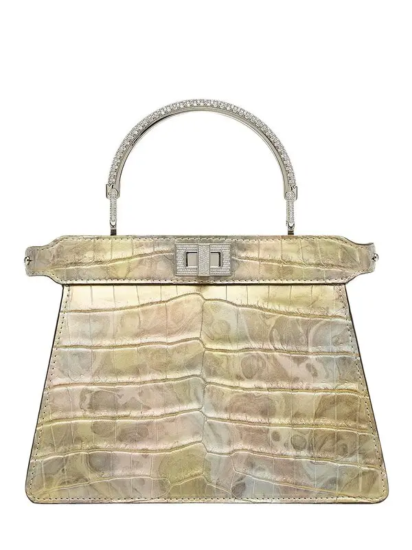 Fendi Peekaboo Iseeu Petite Crocodile Bag With Crystal Embellishments - Multicolour