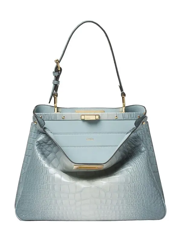 Fendi Peekaboo Soft Medium Crocodile Bag - Grey