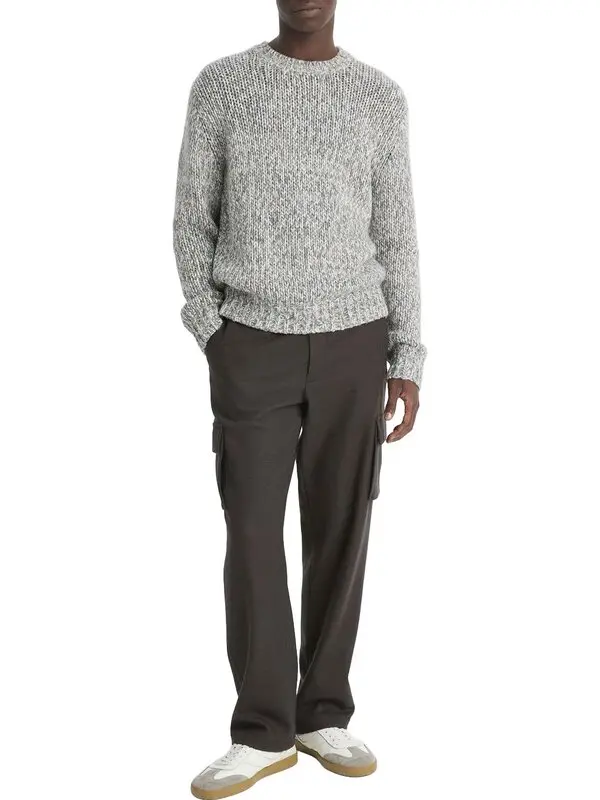 Vince Homespun Marled Crew Neck Sweater - Medium Heather Grey Combo