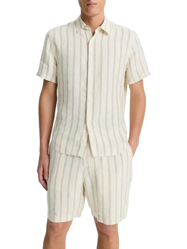 Vince Mesa Stripe Hemp Short-sleeve Shirt - Blanco
