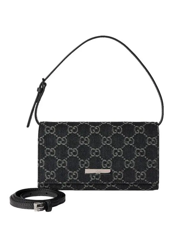 Gucci Pouch With Strap And Plaque - Black