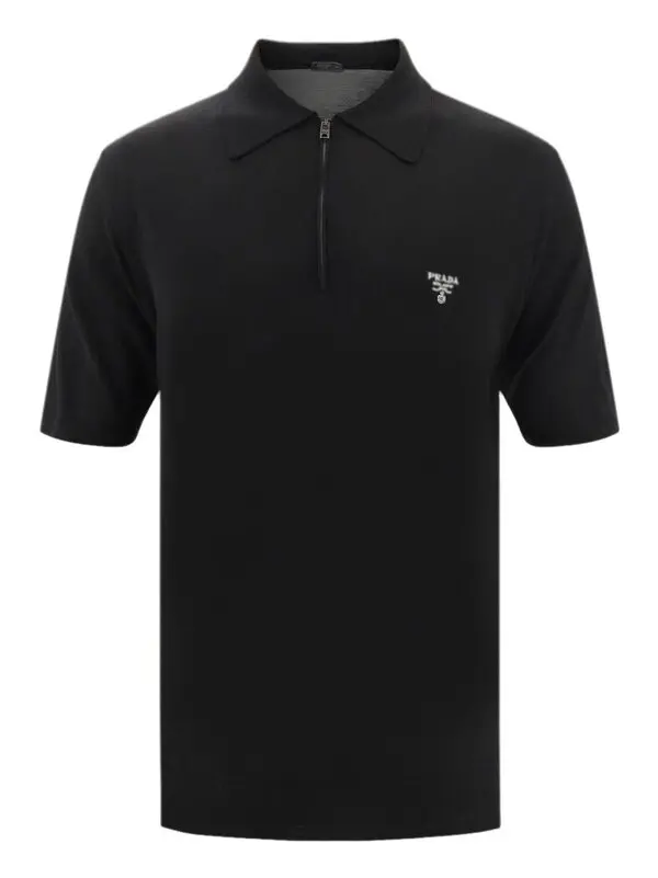 Prada Virgin Wool Polo Shirt - Black