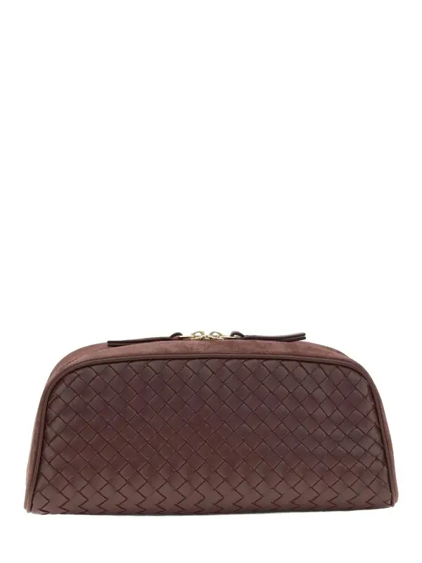 Bottega Veneta Large Nodo Pouch In Nappa And Suede - Brown