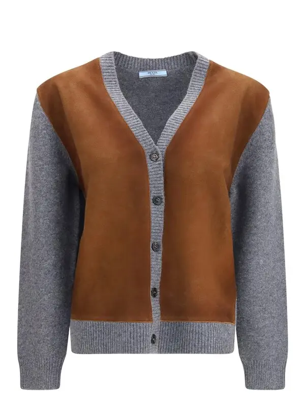 Prada Suede And Wool Cardigan - Multicolour