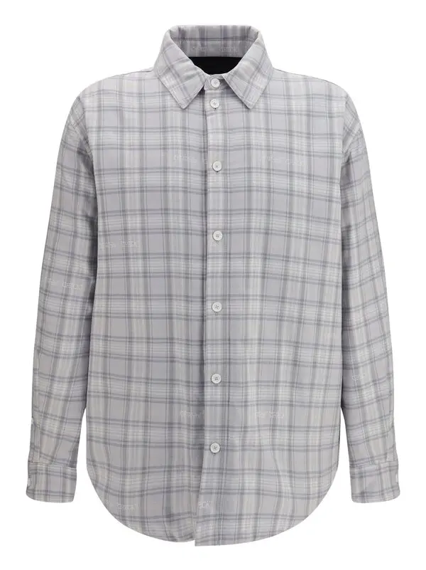 Off-White Padded Checked Shirt Jacket - Grey